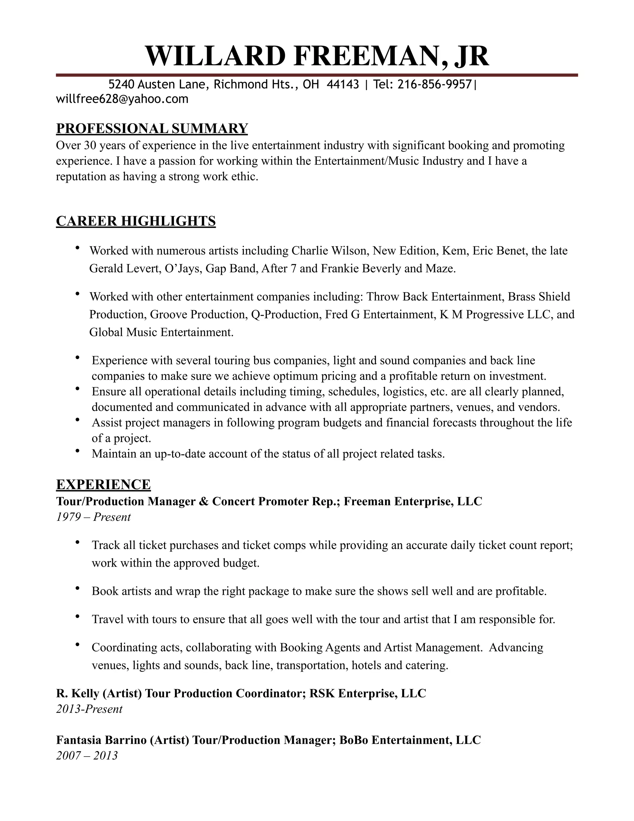 WILLARD FREEMAN revised resume | PDF