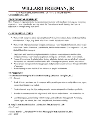 WILLARD FREEMAN revised resume | PDF | Business | Business and Finance