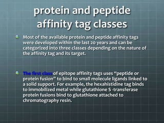Affinity tags | PPTX | Chemistry | Science