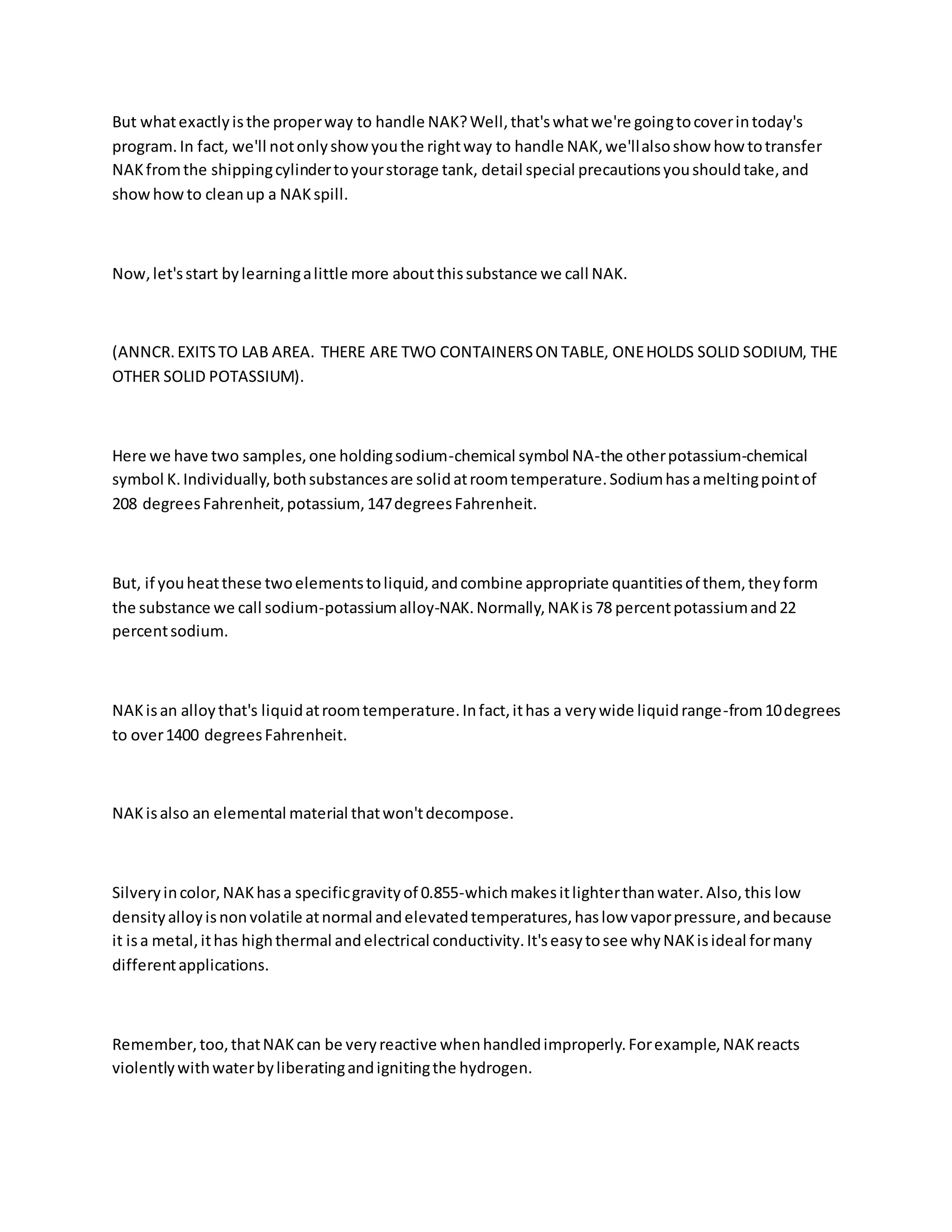 PROPER HANDLING AND STORING OF SODIUM | DOCX | Chemistry | Science