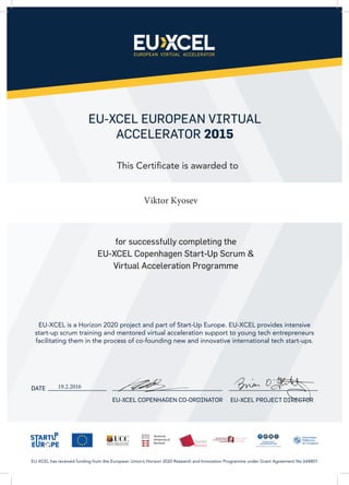 EUXCEL Certificate - Viktor Kyosev | PDF