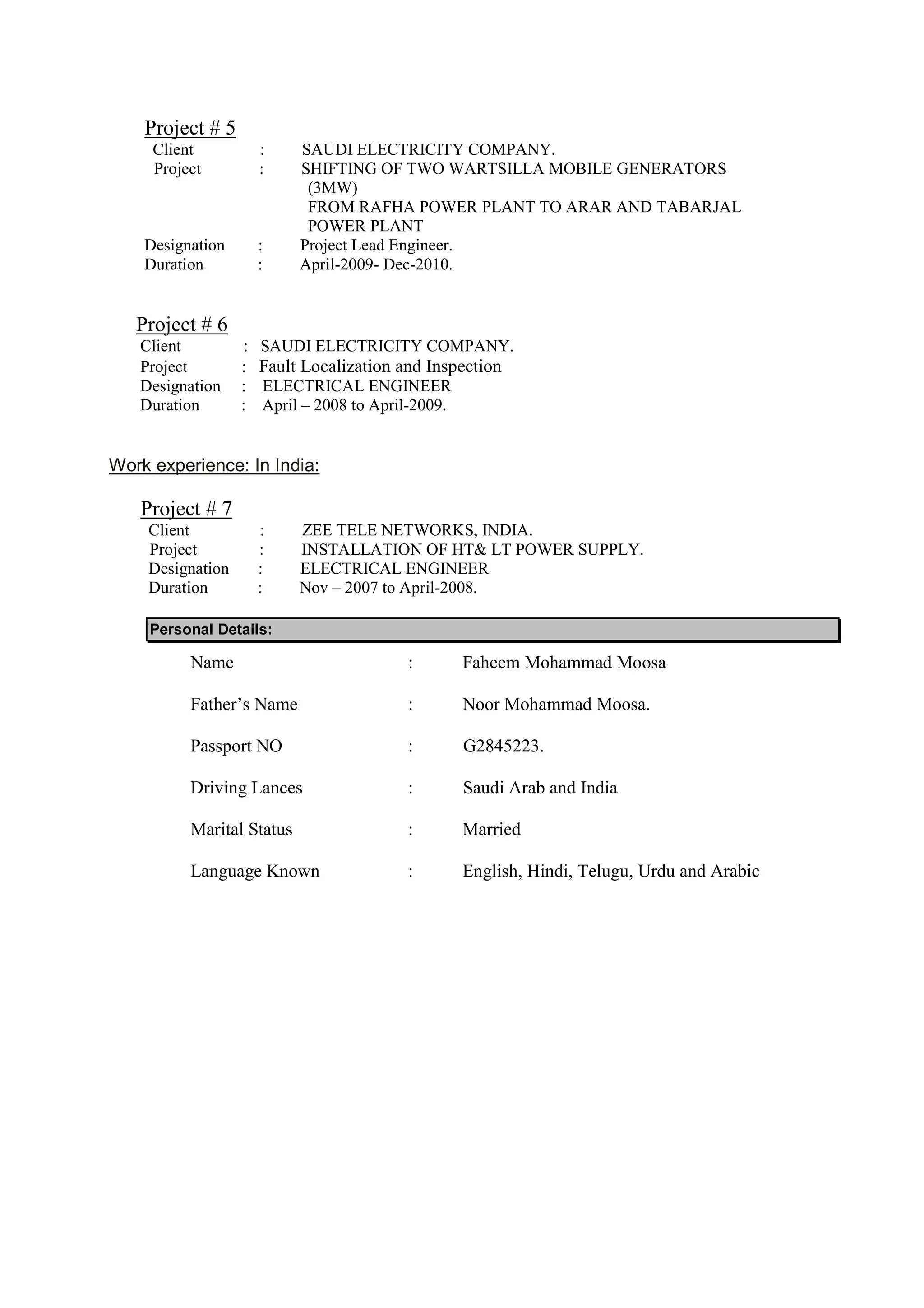 FAHEEM_Power Engineer | PDF