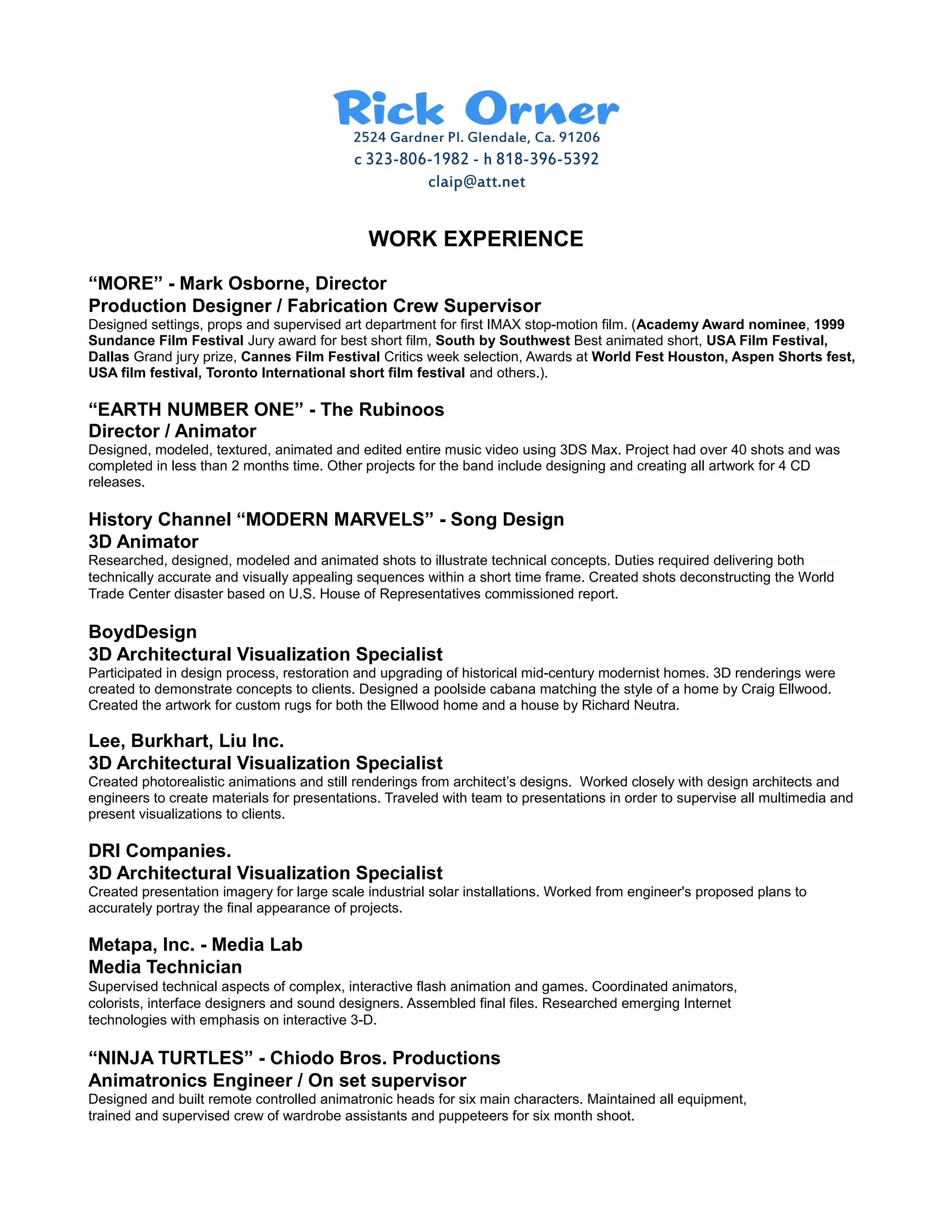 Rick Orner- Resume | PDF