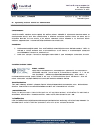 Master. CREDENTIAL EVALUATION REPORT | PDF