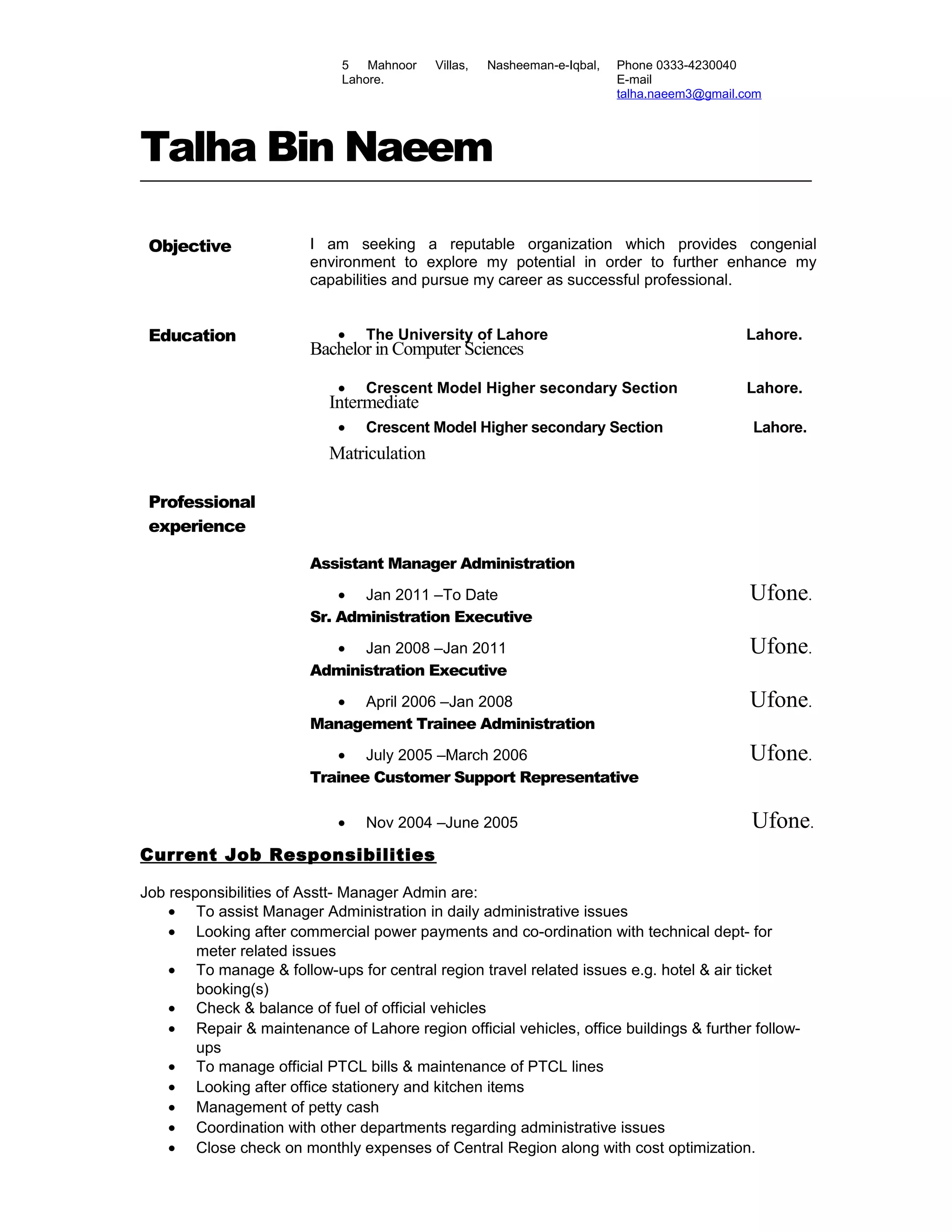 CV Talha | DOC