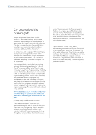 Managing Unconscious Bias to Strengthen Corporate Culture Whitepaper | PDF