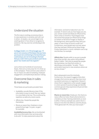 Managing Unconscious Bias to Strengthen Corporate Culture Whitepaper | PDF