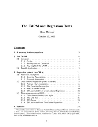 LectureNoteCAPM | PDF