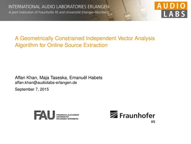 Geometrically Constrained Independent Vector Analysis | PPT