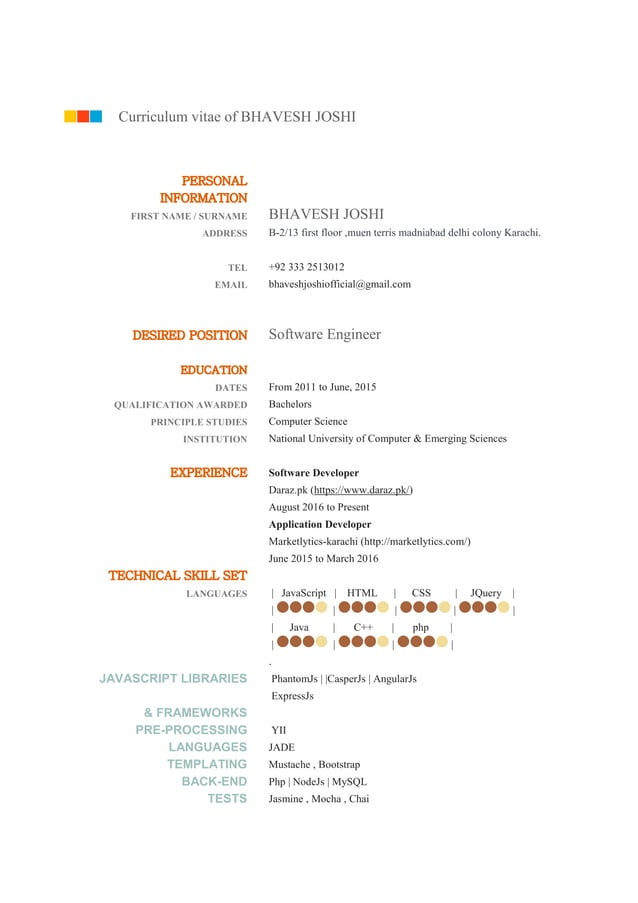 BHAVESH_JOSHI_CV | PDF | Web Development | Internet