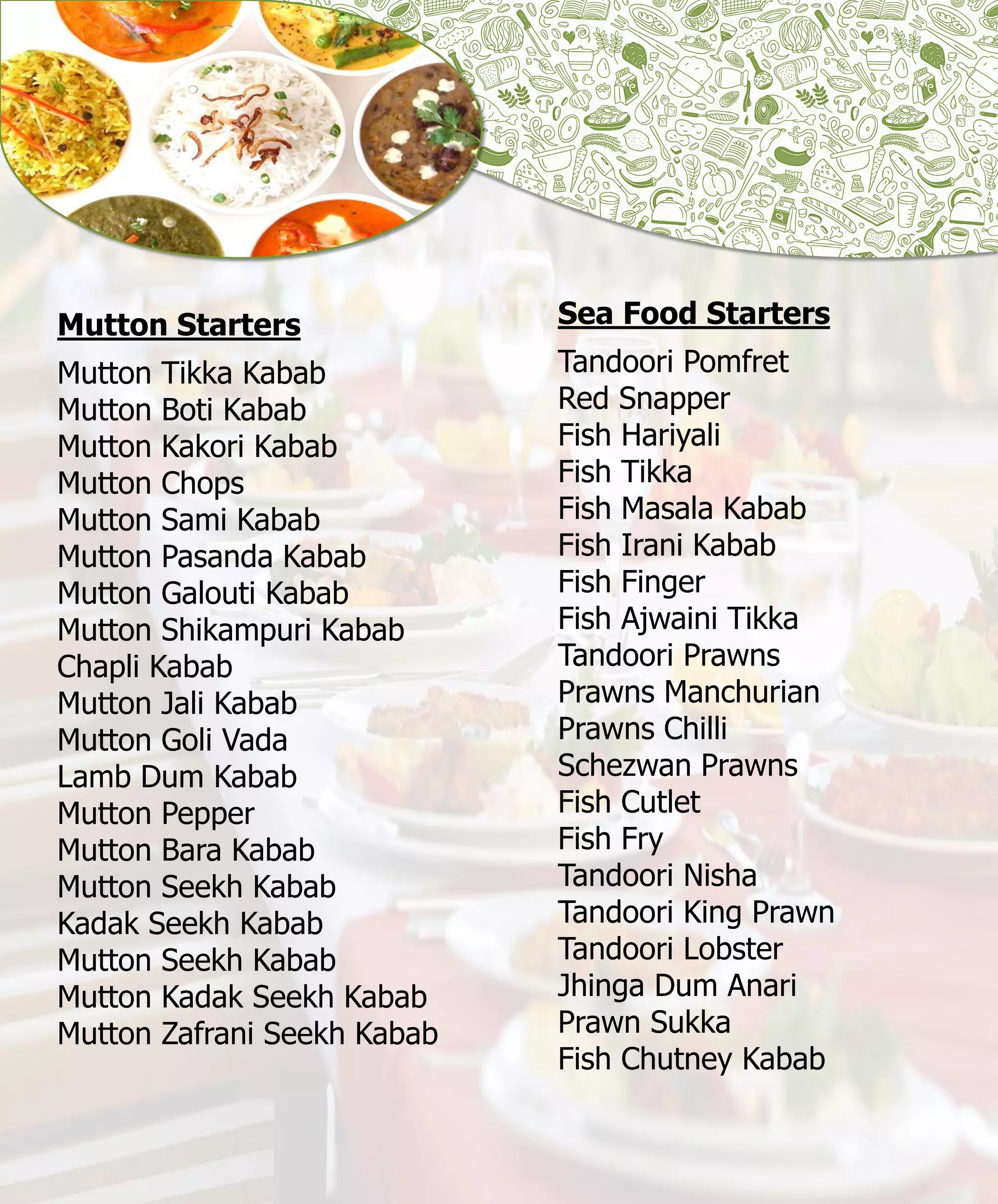 Sharon Foods Menu | PDF