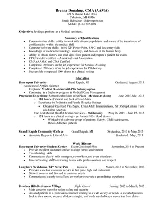 Brenna Donahue Final Resume | DOCX | Healthcare Industry | Industries