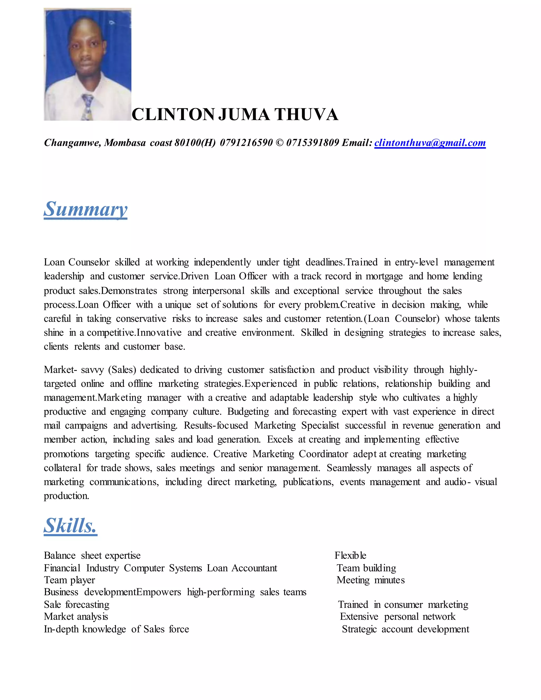 CLINTON JUMA THUVA-cv | PDF