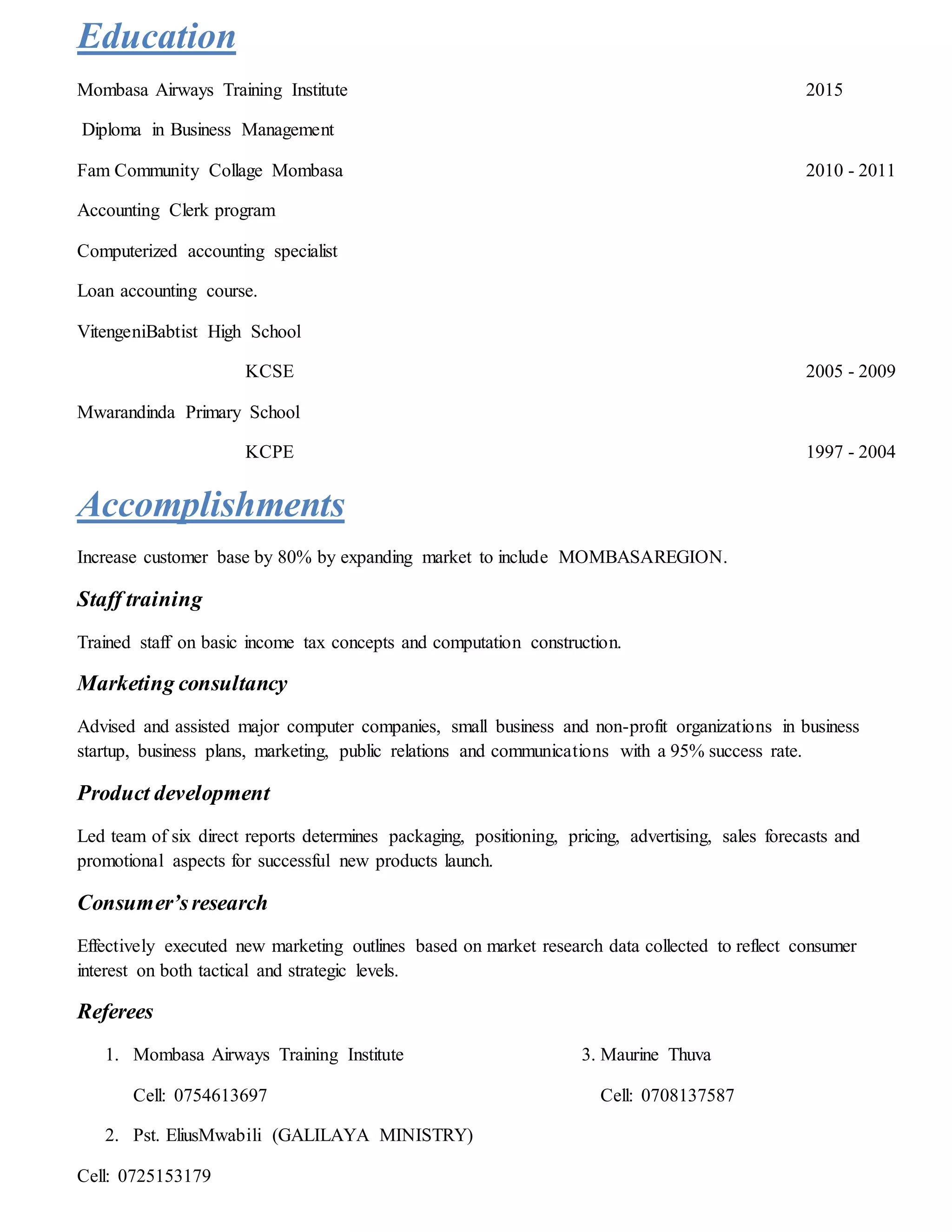 CLINTON JUMA THUVA-cv | PDF