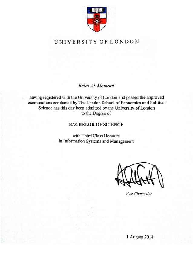 UoL Certificate | PDF