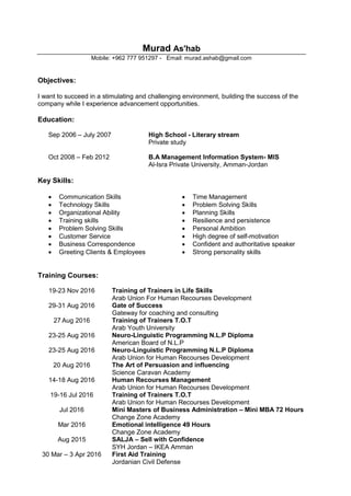 CV Murad As7hab | PDF | Business Administration | Business