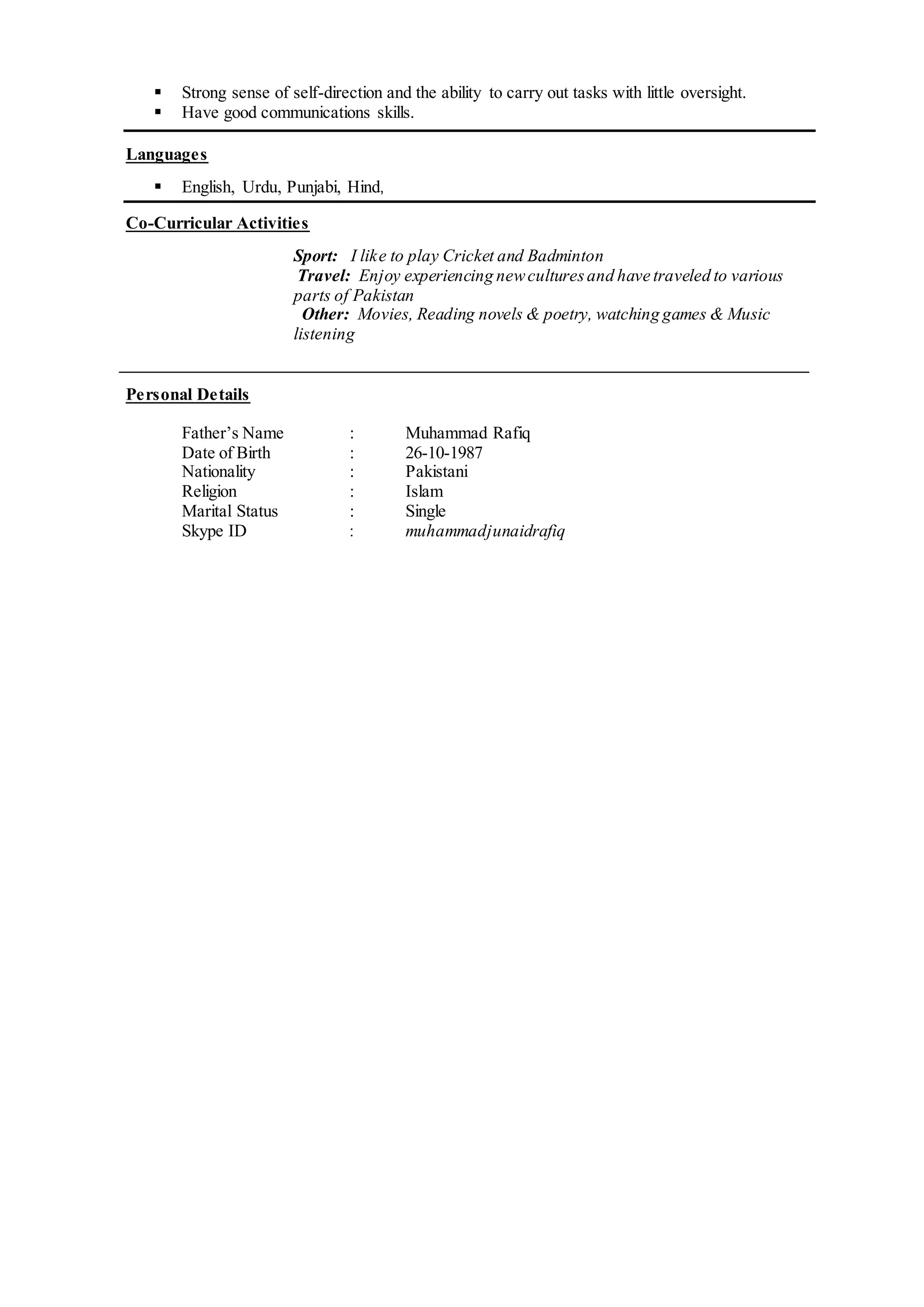 Junaid Rafiq Resume | PDF