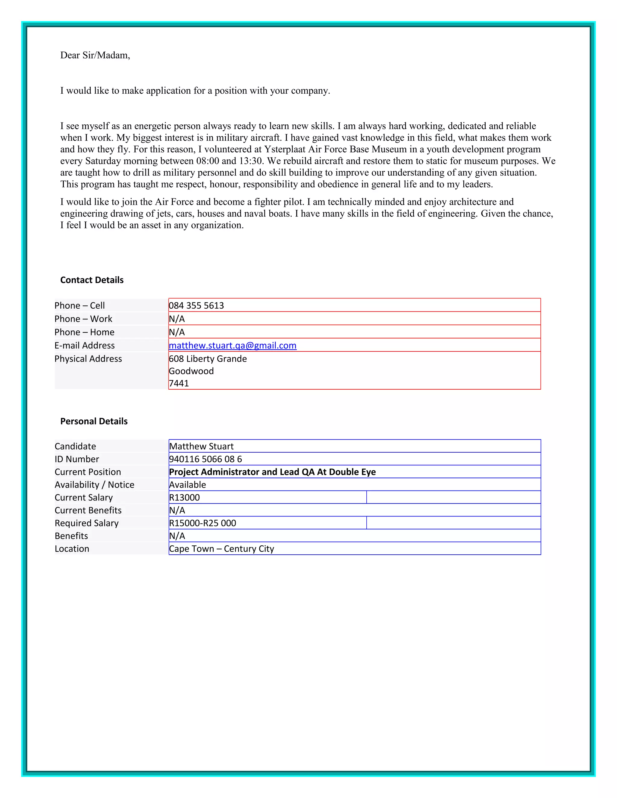 Matthew Stuart CV | DOC