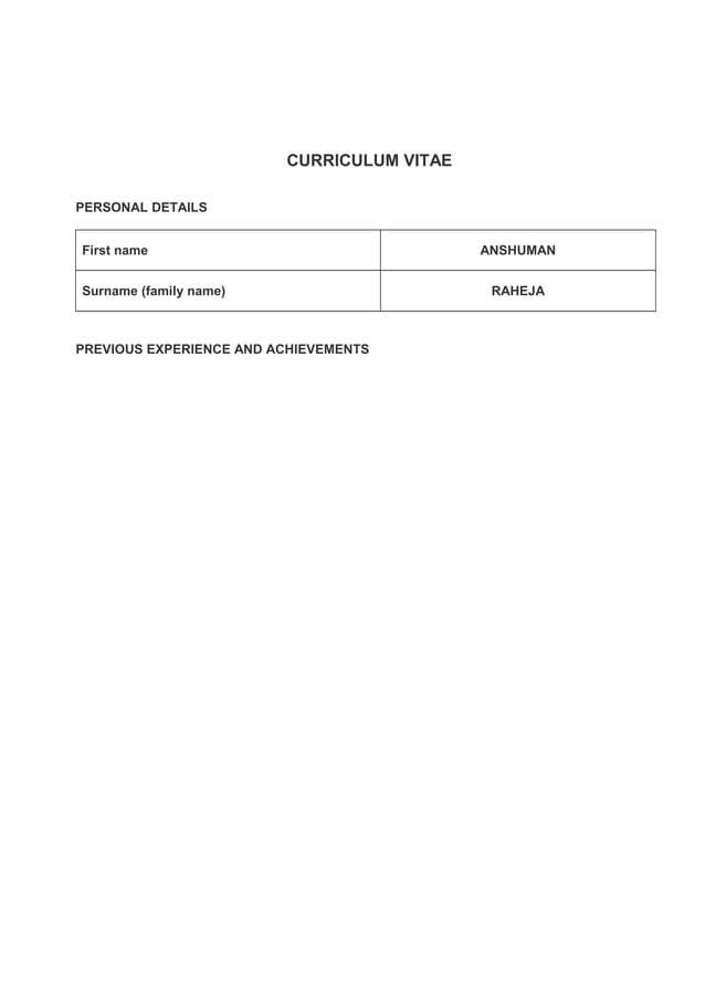 ANSHUMAN RAHEJA Curriculum Vitae | PDF