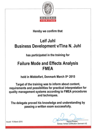 FMEA certificate | PDF
