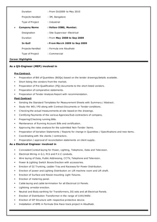 MEP - QS-Engineer - | DOCX