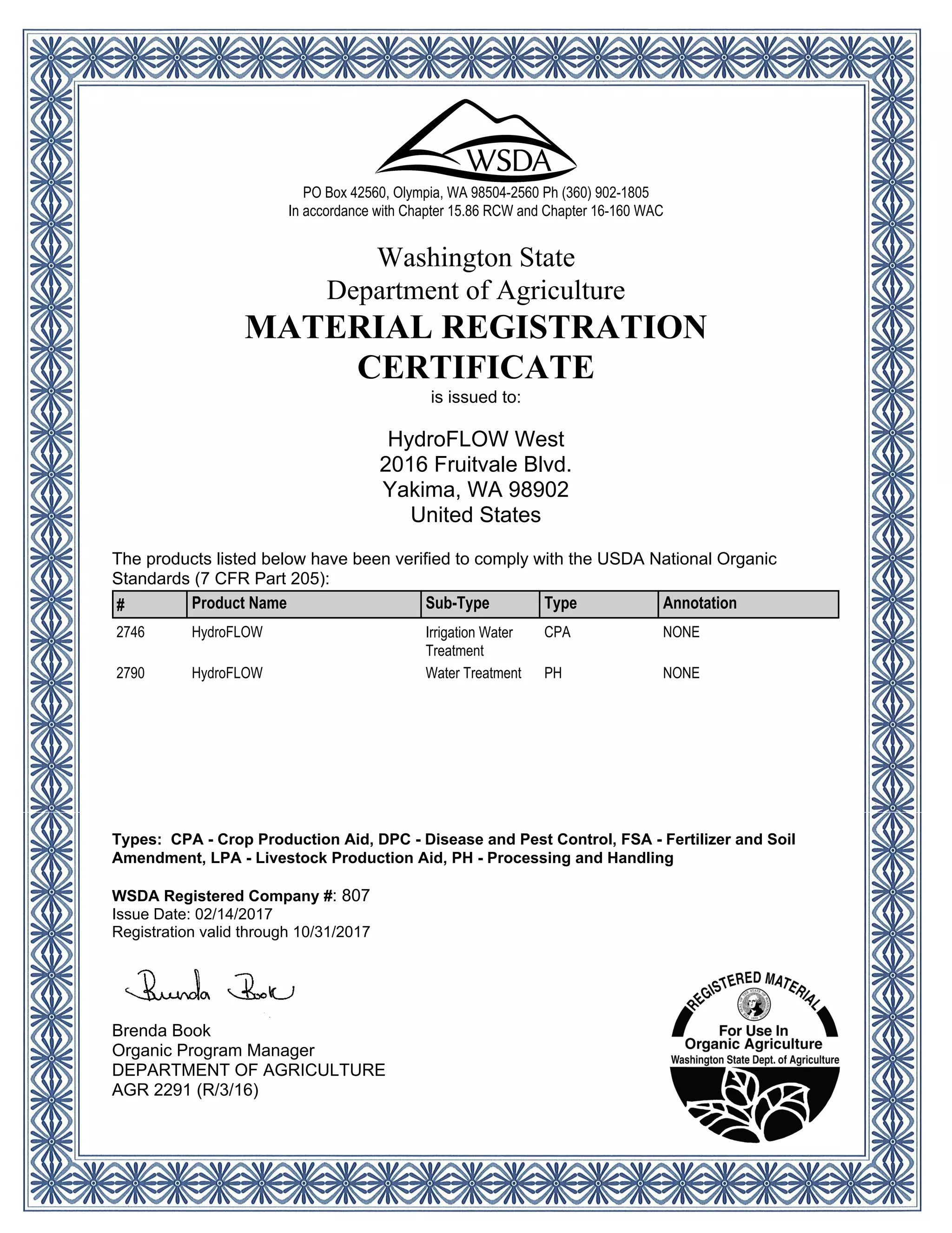 Report_WSDA_MaterialRegistrationCertificate_Certificate | PDF