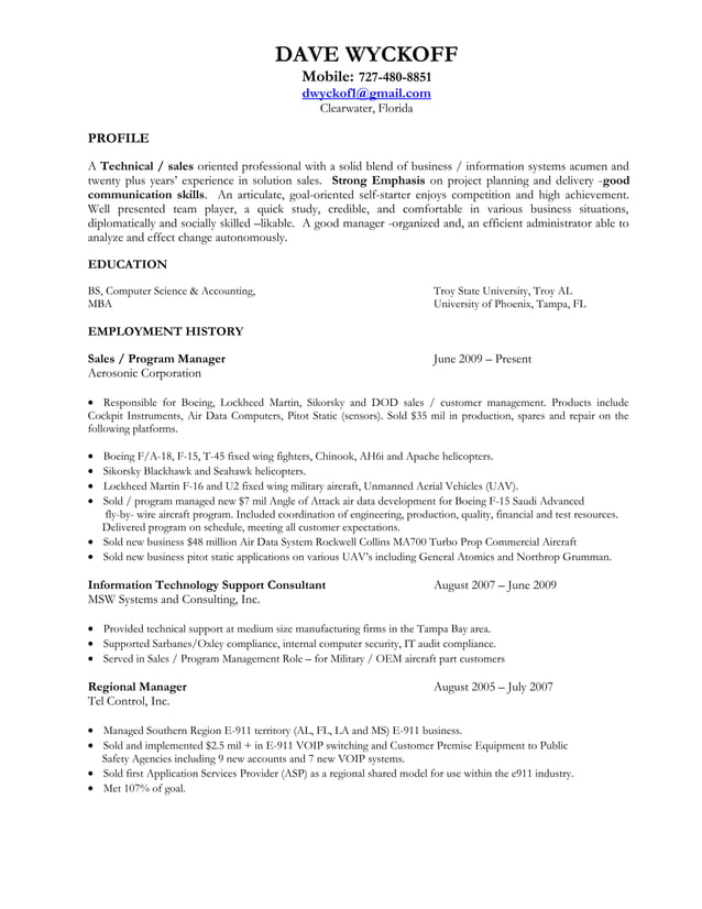 Dave Wyckoff resume 12-9-15 | PDF