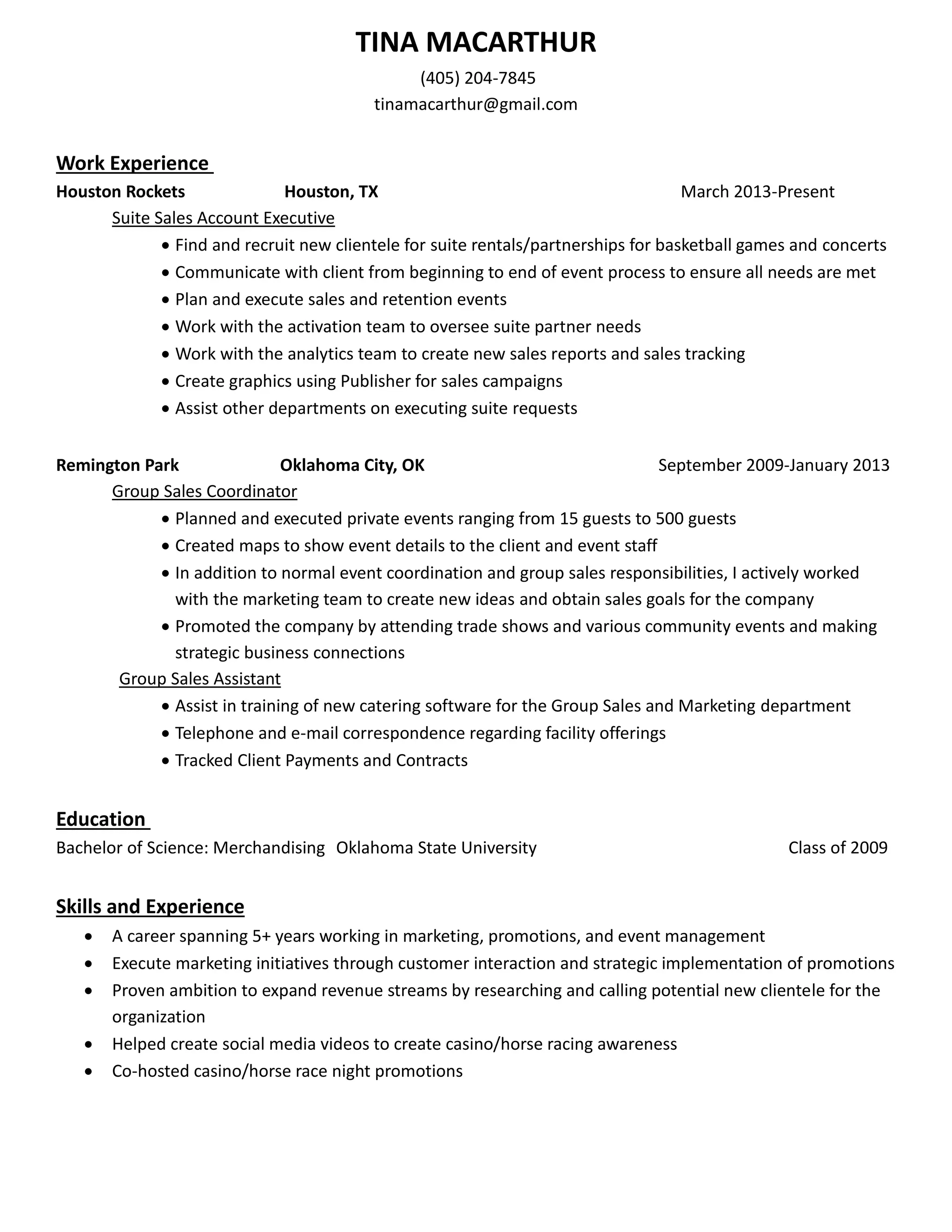 Tina MacArthur Resume | PDF