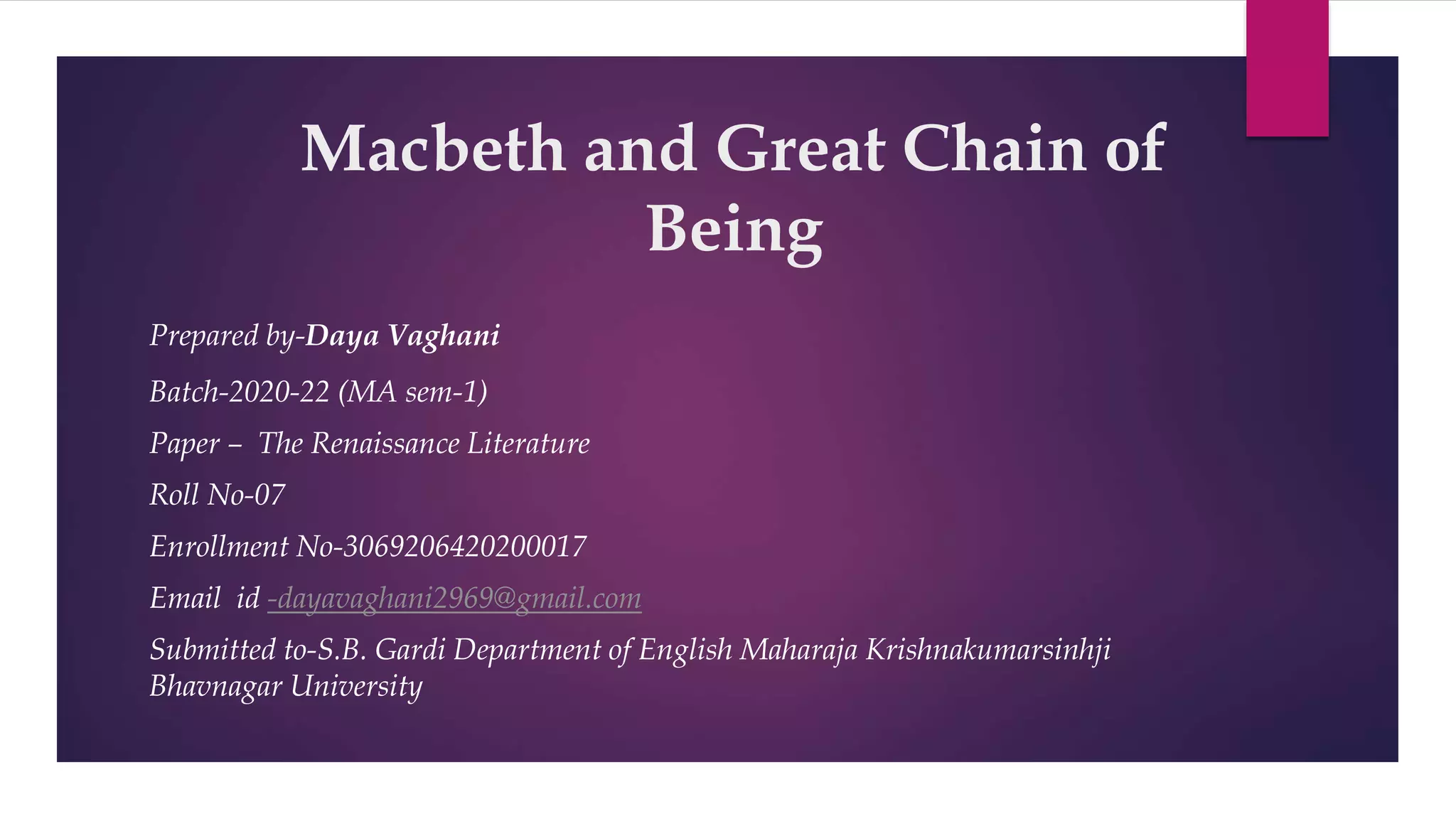 Macbeth an Great Chain of Being | PPTX