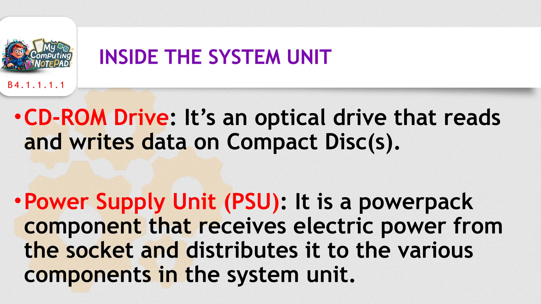 Parts of a Computer and Technology Tools (B4.1.1.1.1) | PPTX | Data Storage and Warehousing ...
