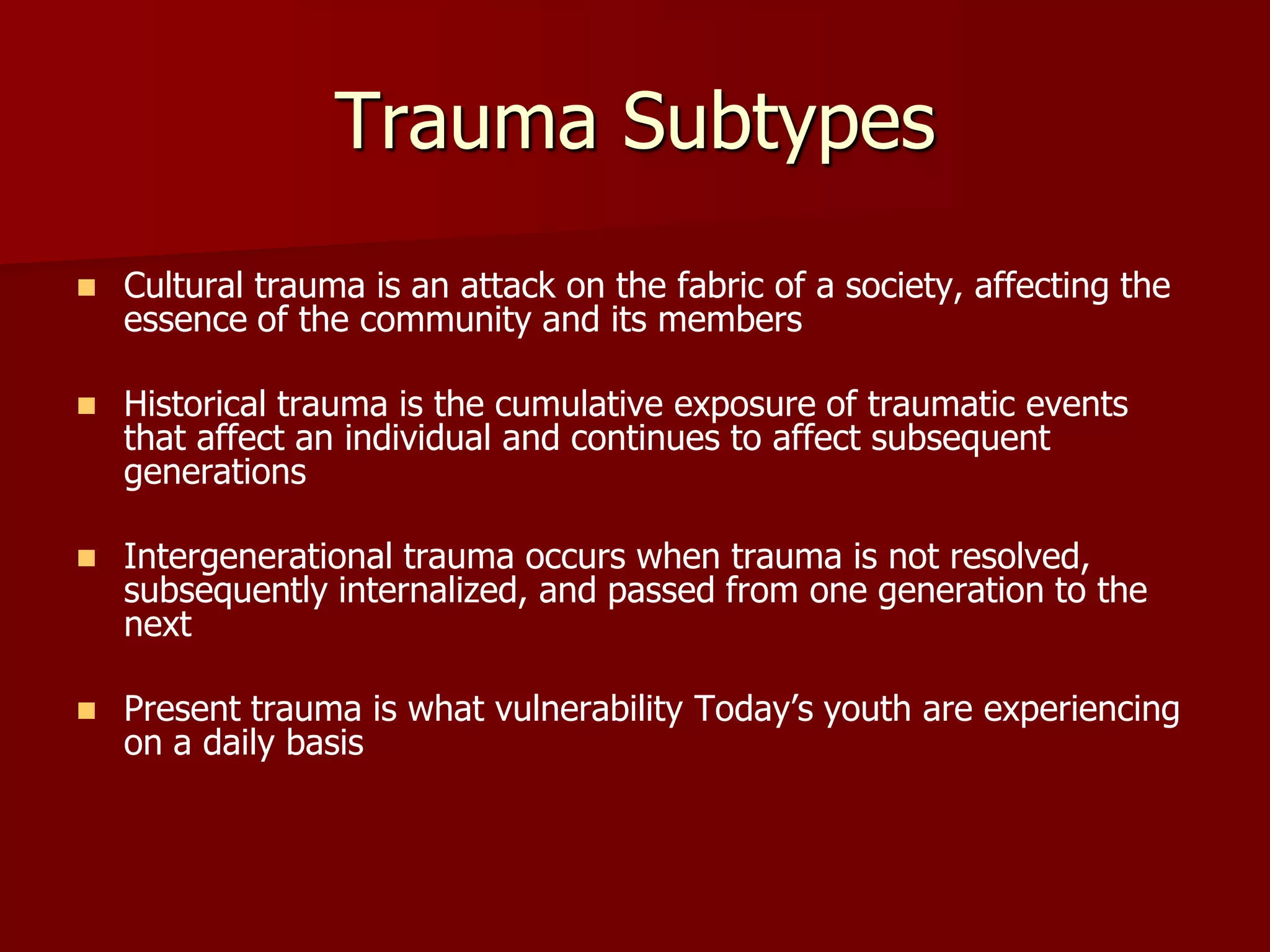 The Treatment of Intergenerational Trauma, Resiliency in First Nation ...