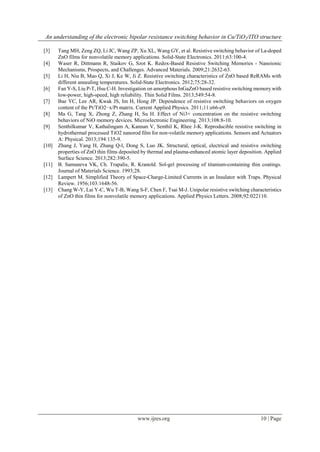 An understanding of the electronic bipolar resistance switching ...