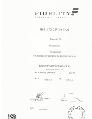 TONY DUJARDIN SECURITY COURSES PLUS CASH IN TRANSIT | PDF