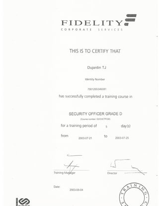 TONY DUJARDIN SECURITY COURSES PLUS CASH IN TRANSIT | PDF