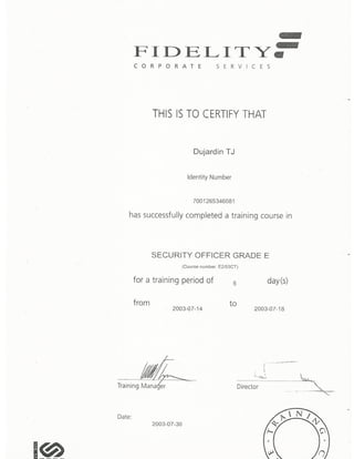 TONY DUJARDIN SECURITY COURSES PLUS CASH IN TRANSIT | PDF