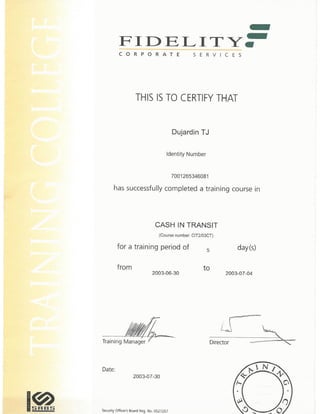 TONY DUJARDIN SECURITY COURSES PLUS CASH IN TRANSIT | PDF
