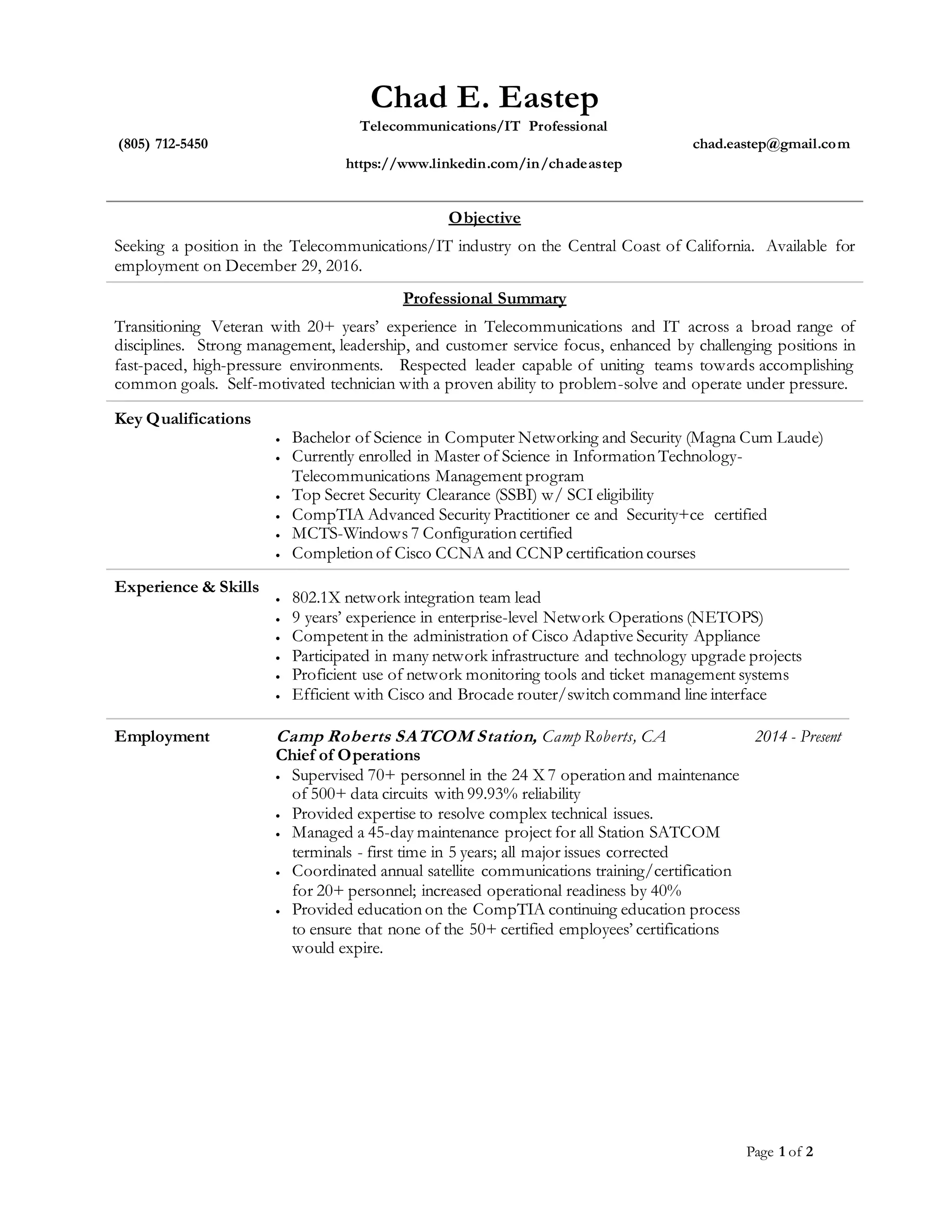 Chad_Eastep Resume | PDF