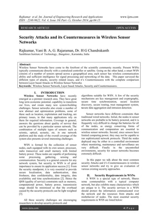 Security Attacks and its Countermeasures in Wireless Sensor Networks | PDF