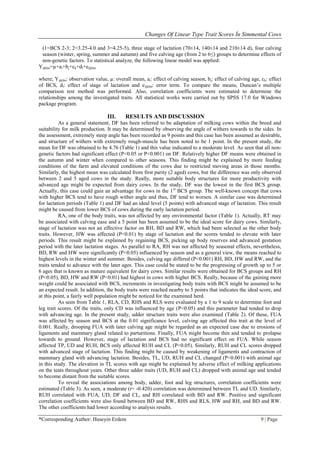 Changes of Linear Type Trait Scores in Simmental Cows | PDF