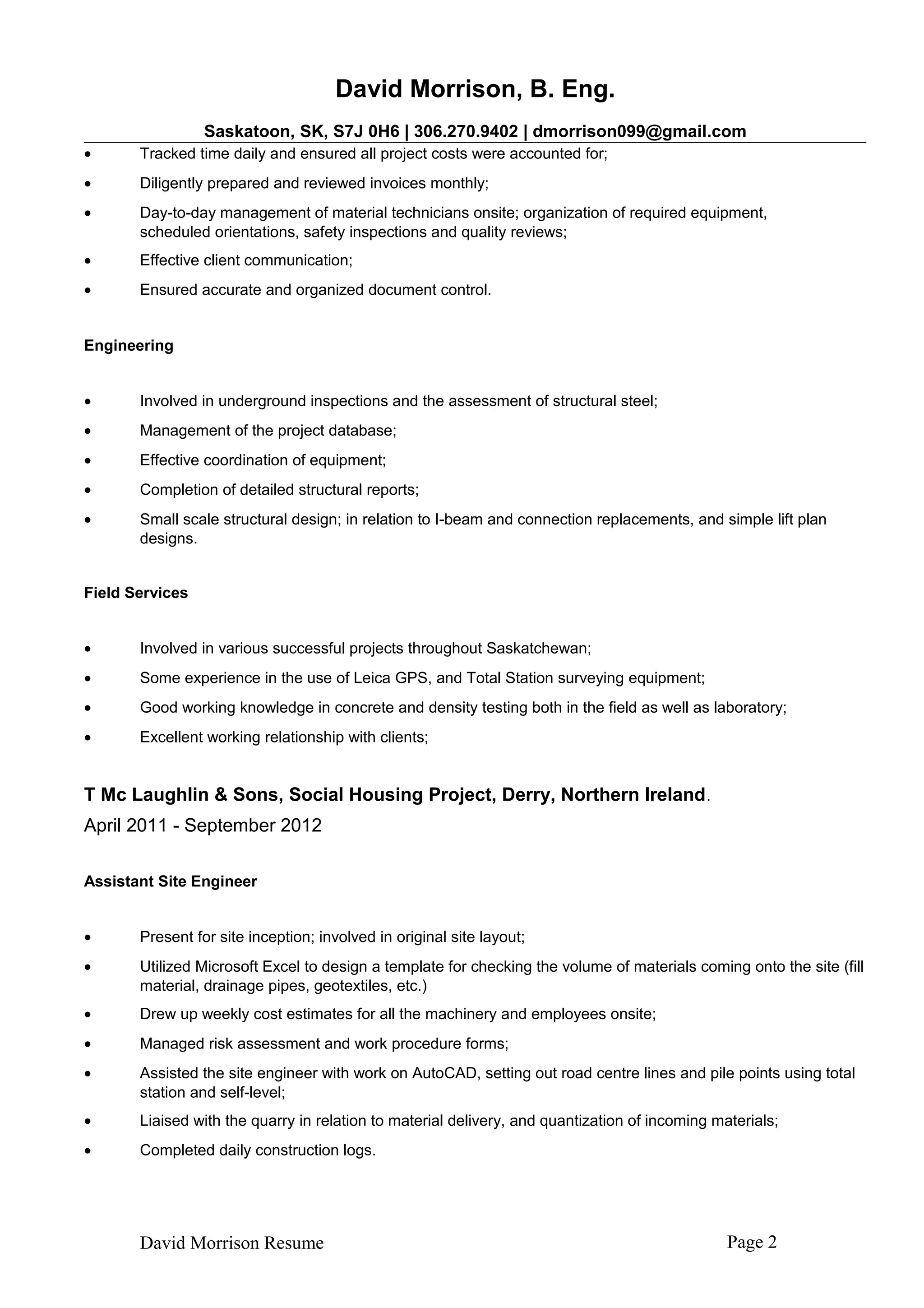 David Morrison Resume 2015 | PDF