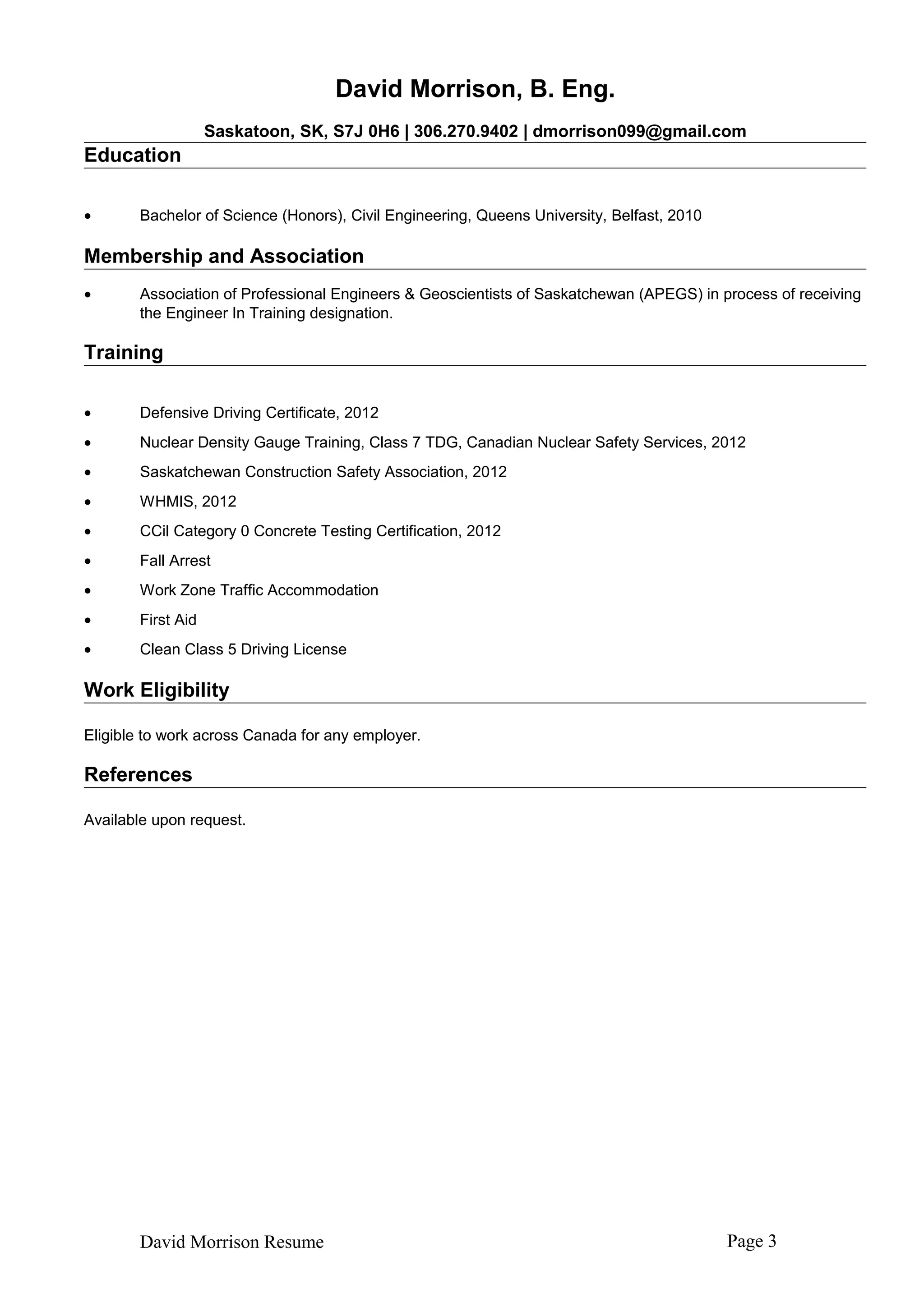 David Morrison Resume 2015 | PDF