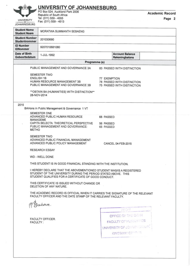 ACADEMIC RECORD | PDF