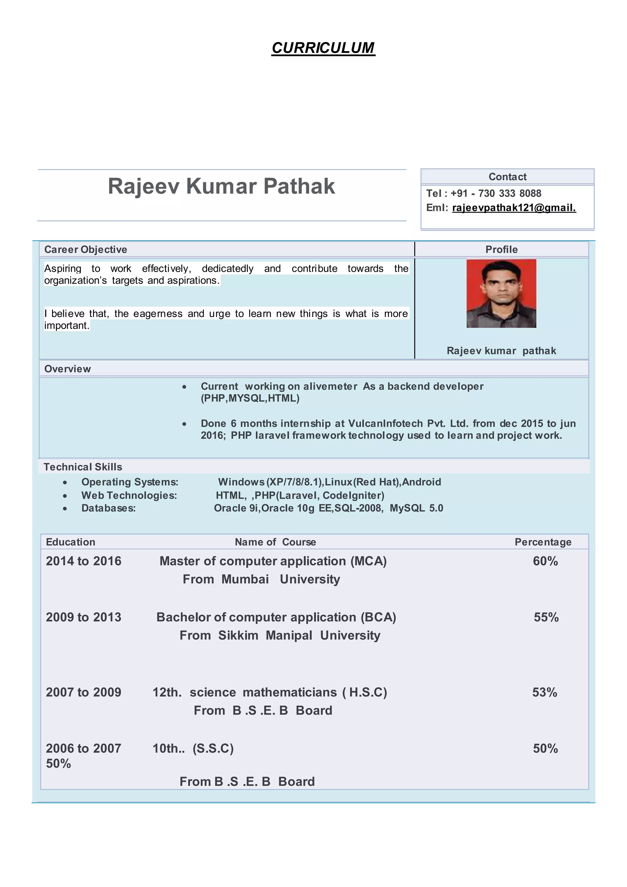 Rajeev | DOCX | Computer Software and Applications | Computing