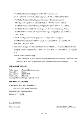 Ravikumar profile | PDF