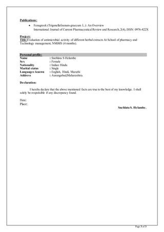 Resume | DOCX | Pharmaceutical Industry | Industries