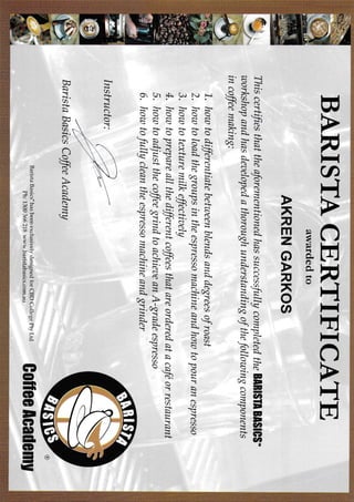 Barista Basics Course (22-10-2016) | PDF