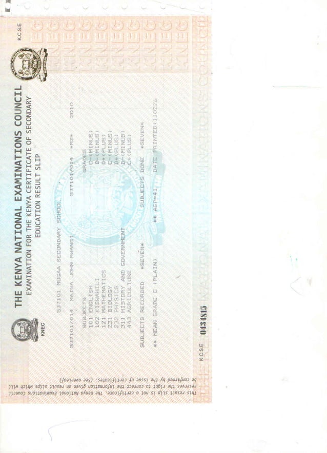 Sec schl Certificate | PDF
