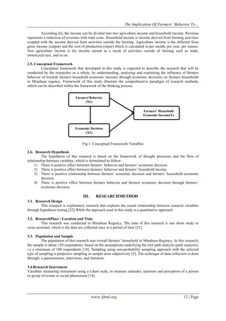 The implication of farmers’ behavior to the household economic income ...