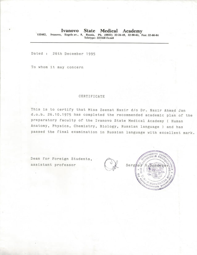 RUSSIAN LANGUAGE CERTIFICATE nannie | PDF