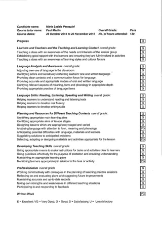 Marialetizia Perazzini CELTA Certificate and reference | PDF
